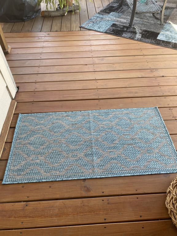 (E306) Aqua Geo Wave Indoor & Outdoor Area Rug, 5x7