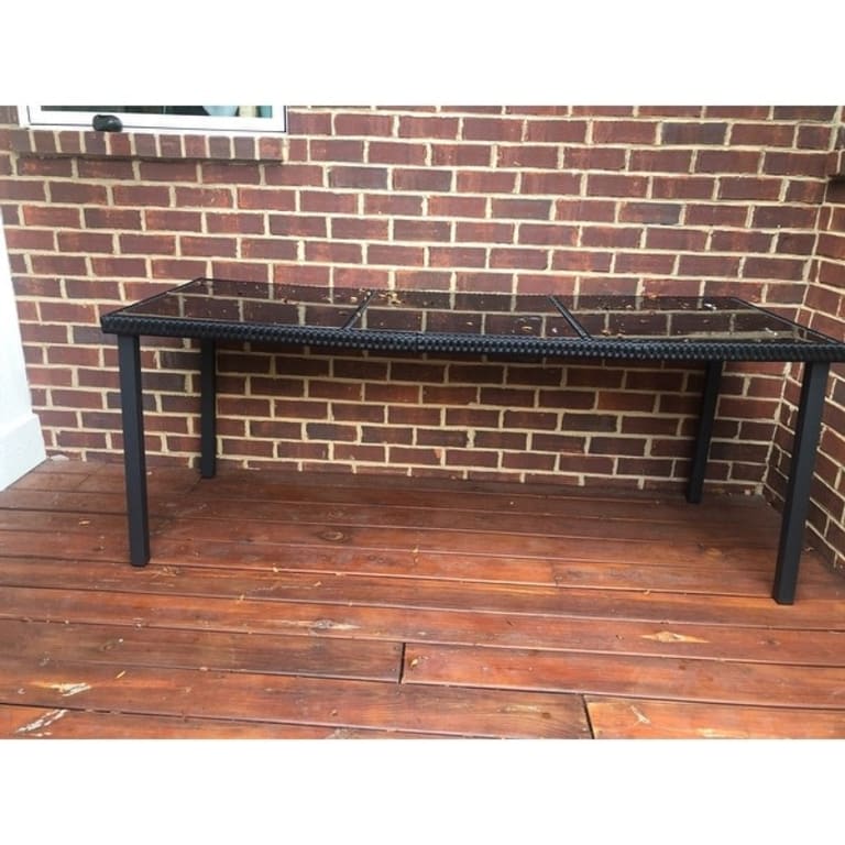 vidaXL 7 Piece Patio Dining Set Poly Rattan Black - Bed Bath & Beyond ...