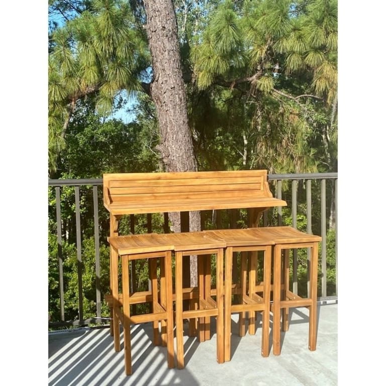 Caribbean Outdoor Acacia Balcony Bar Table by Christopher Knight Home ...