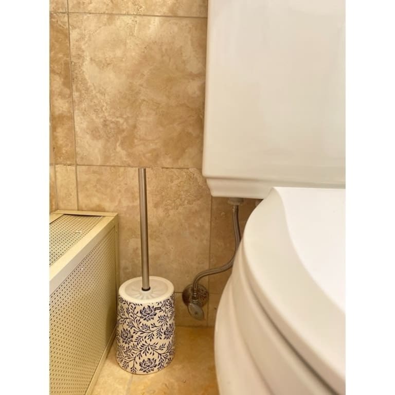 Toilet Brush And Holder MSV-France Kebana Blue And White Ceramic - Bed Bath & Beyond - 31226985