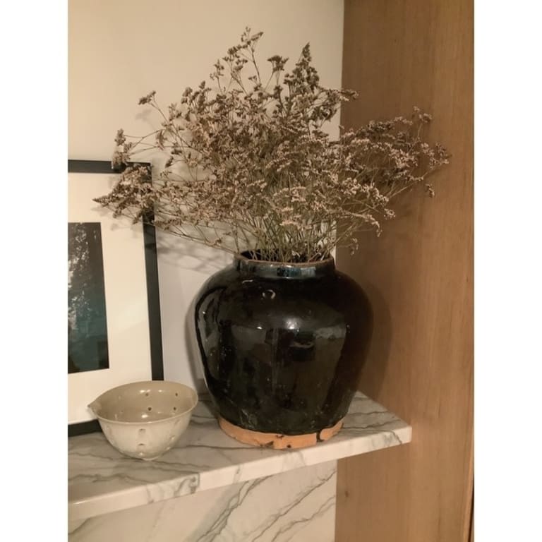 Artissance Large Vintage Glazed Obsidian Vase w/Unfinished Base, 12 ...