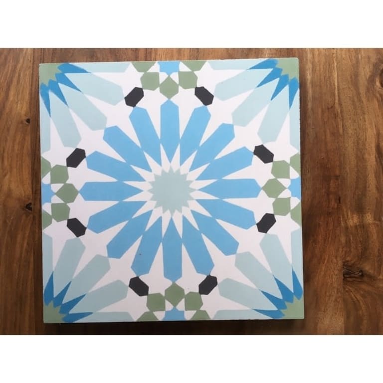 Handmade Alhambra Blue, Green, Black Tile, Pack of 12 (Morocco) - Bed ...