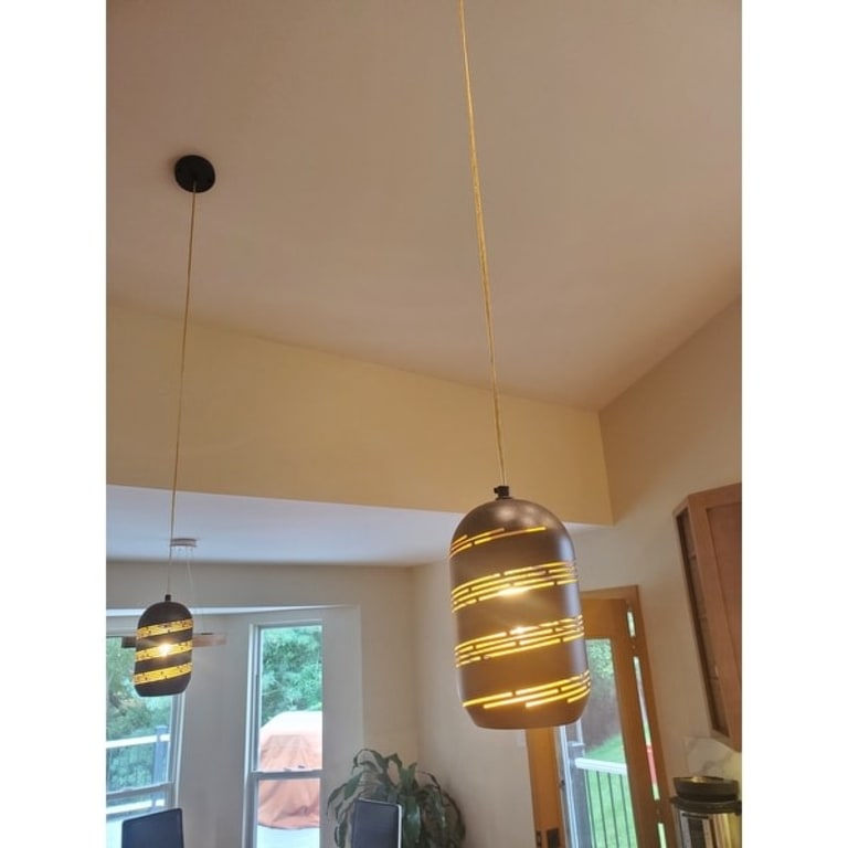 Akeno Matte Black/Gold 1-light Pendant - Bed Bath & Beyond - 28111240