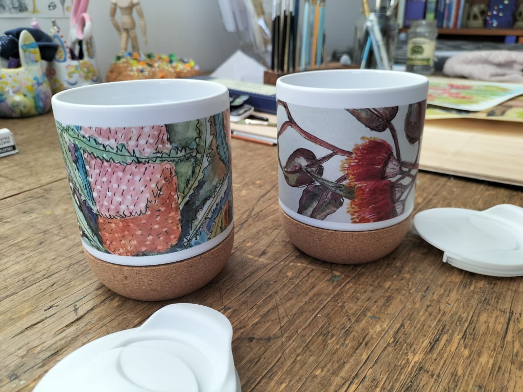 Personalised Cork Base Ceramig Mug with Lid | VistaPrint AU