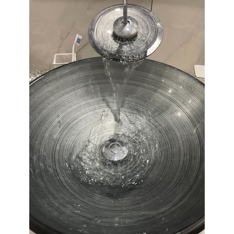 Swiss Madison SM-VSF26 Cascade 16-9/16" Glass Vessel Bathroom Sink ...