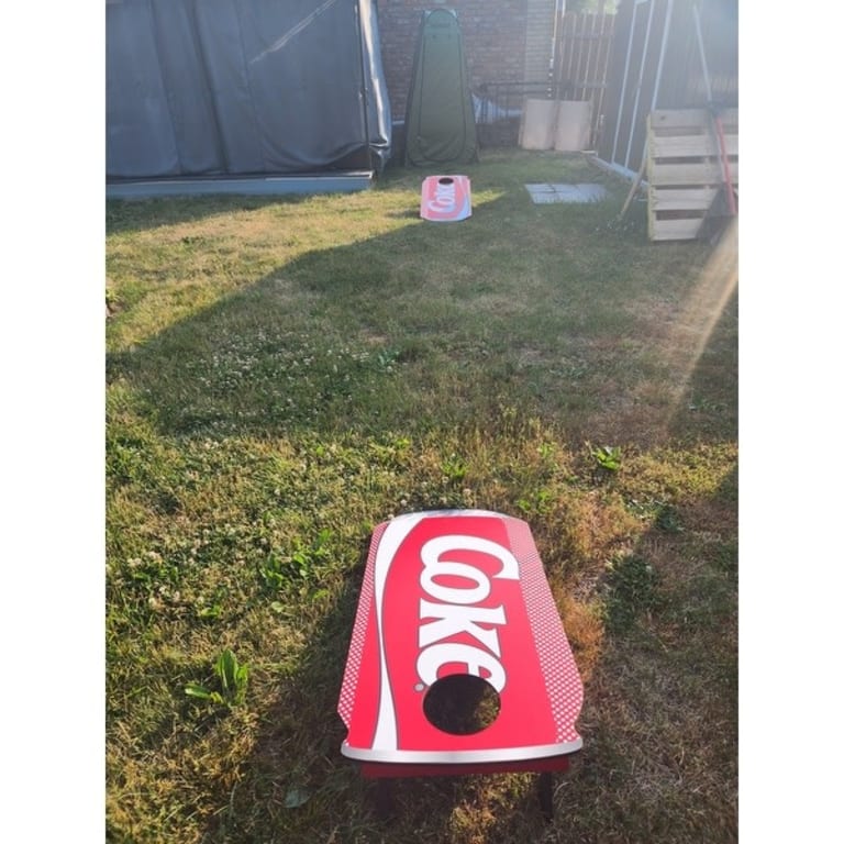 Coca Cola Cornhole Outdoor Game Set, 2 Wooden Coke Can-Shaped Corn Hole ...