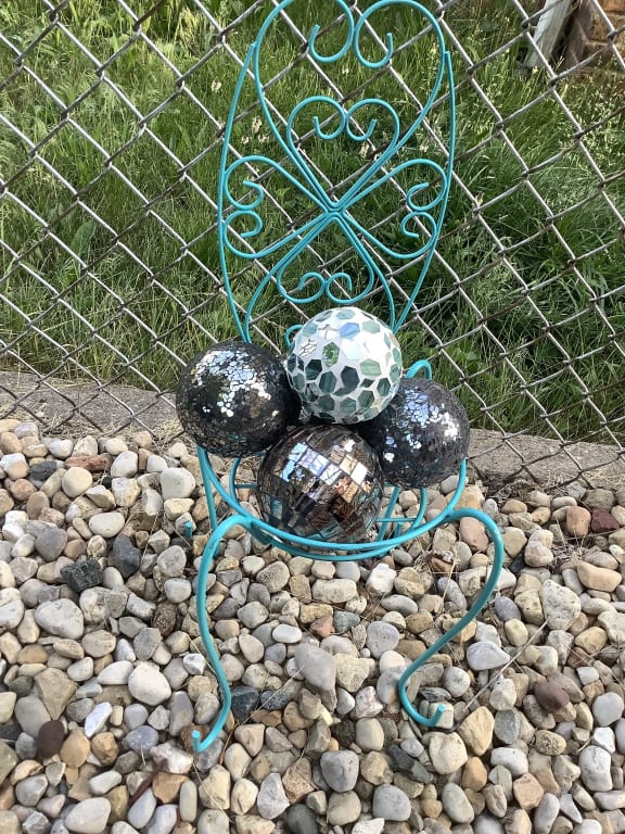 Turquoise Mosaic Glass Ball, 4"