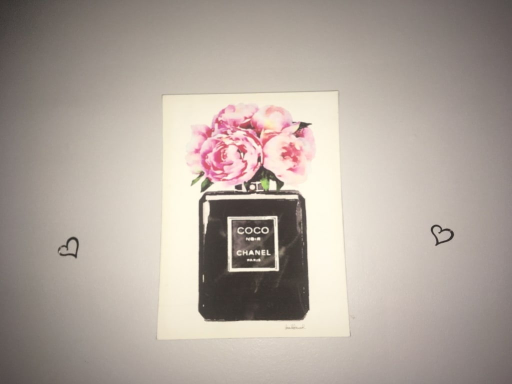 Fashion Perfume Bottle with Flowers Canvas Wall Art, 12x16