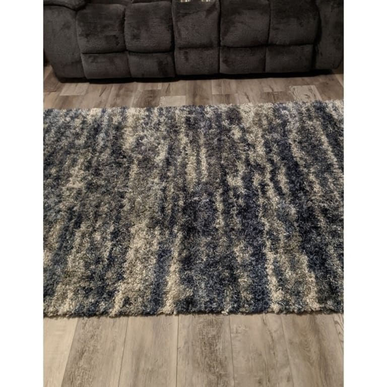 Addison Borealis Blue/ Grey/ Ivory Plush Abstract Shag Area Rug (5'3 x ...