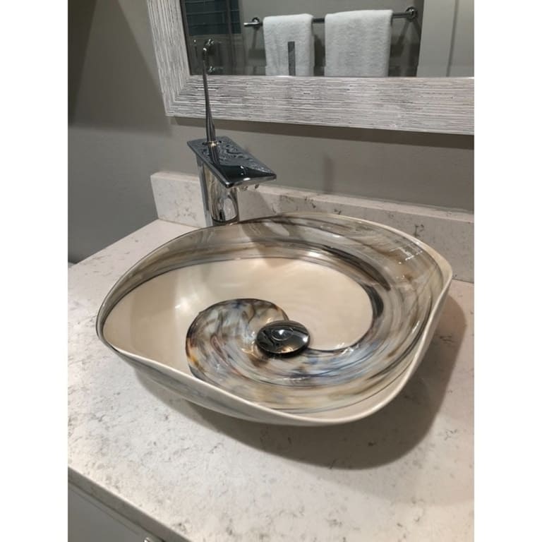 Lido Handmade Murano Glass Bathroom Sink - 14.75x14.75x4 - Bed Bath ...