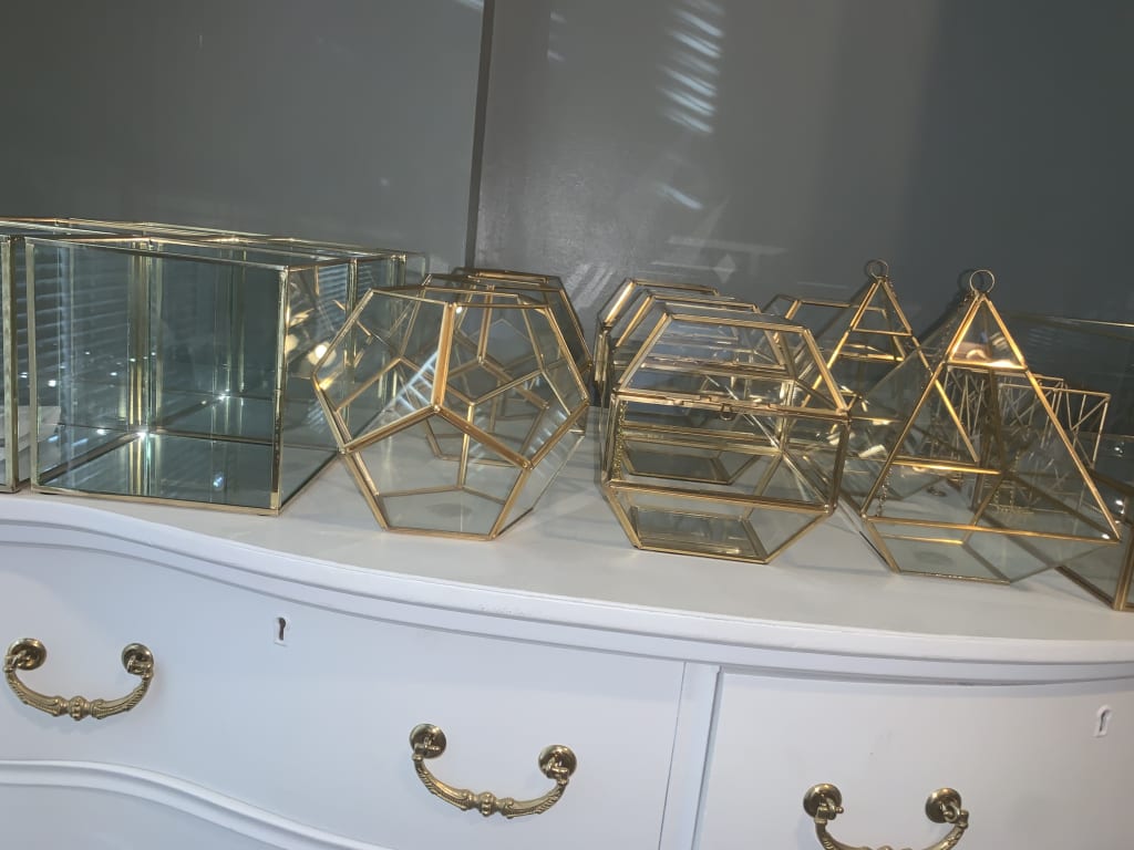 Gold Metal & Clear Glass Terrarium, 5.5"