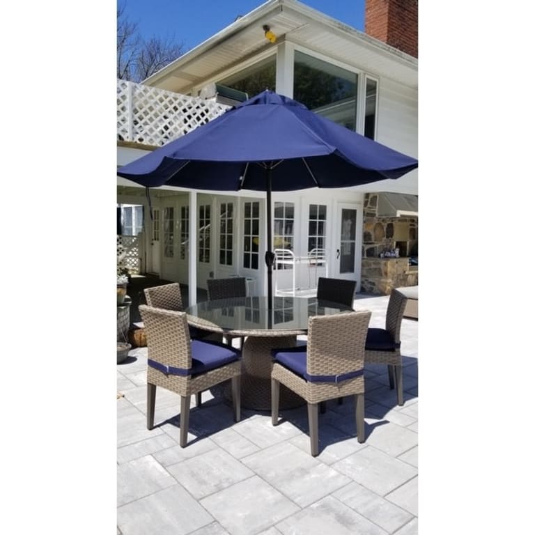 Oasis 60 Inch Outdoor Patio Dining Table With 6 Armless Chairs at Zac ...