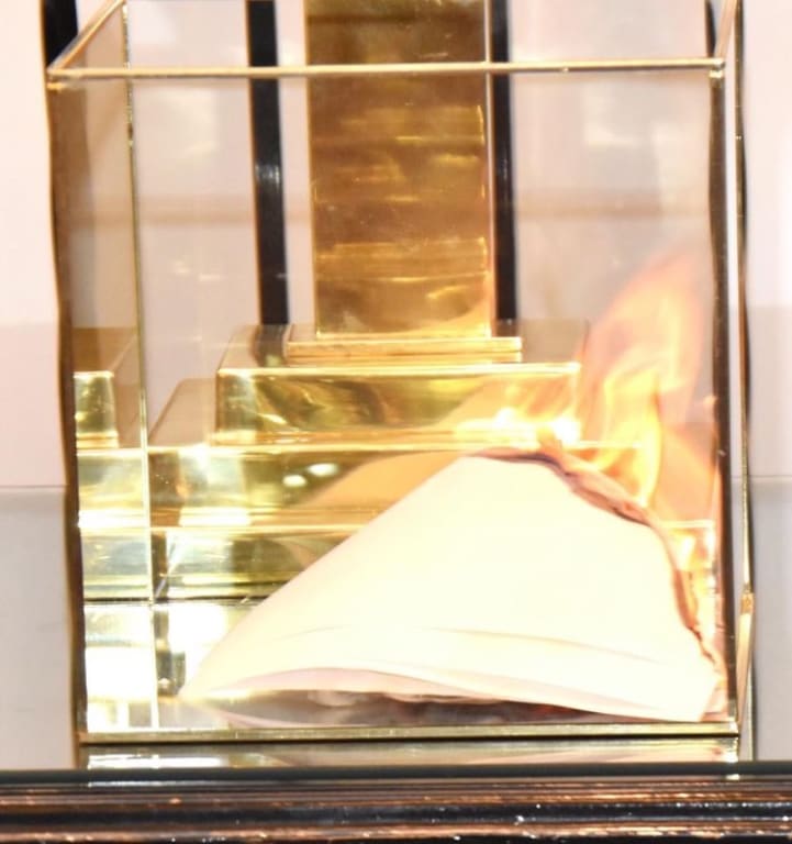 Square Gold Metal Frame Glass Box, 10"