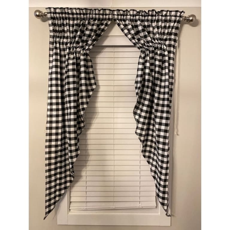 Buffalo Check Gathered Swag Window Curtain Pair - 72x63 - On Sale - Bed ...