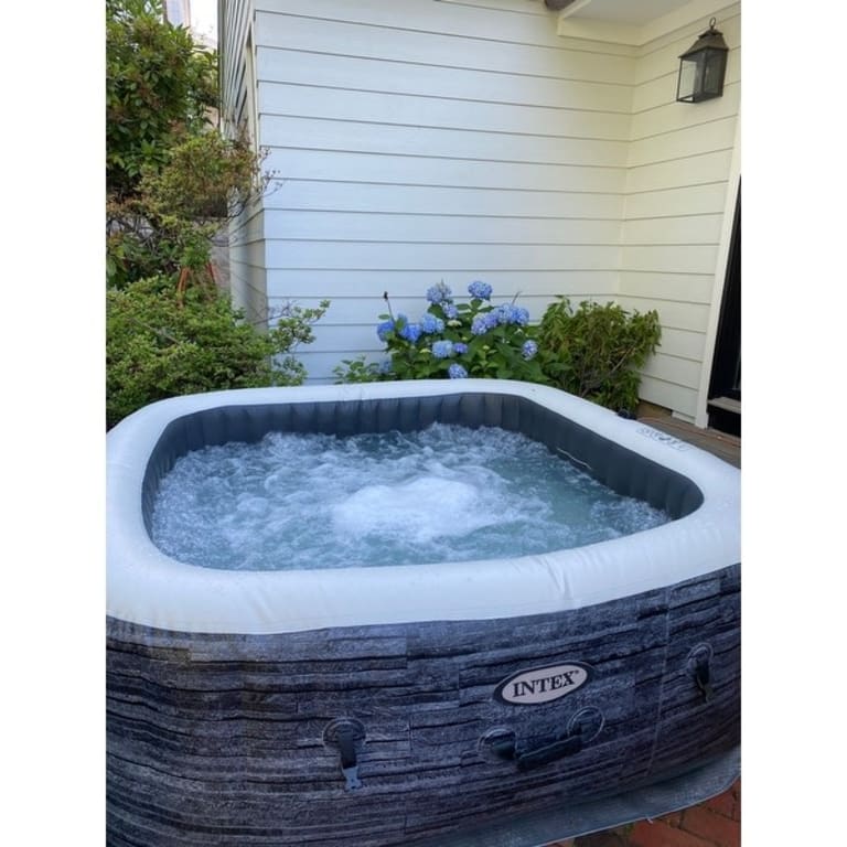 Intex 28449EP PureSpa Plus Greystone Inflatable Square Hot Tub Spa (83 ...
