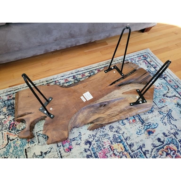 StyleCraft Baron Natural and Black Live Edge Coffee Table with ...