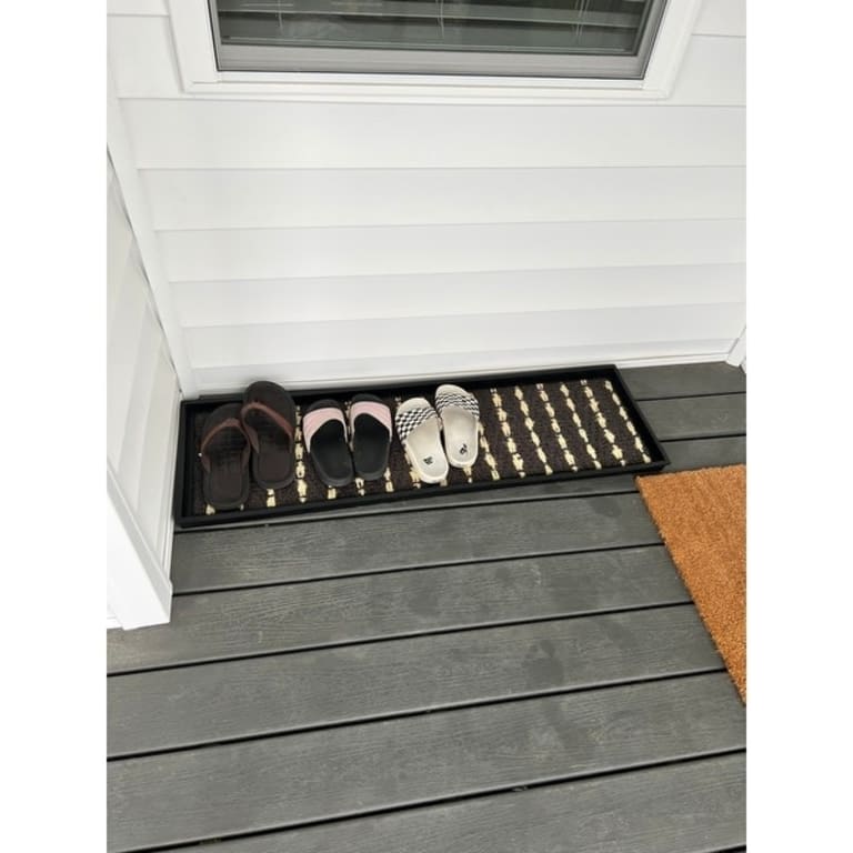 Natural and Recycled Rubber Boot Tray with Gray and Ivory Coir Insert ...