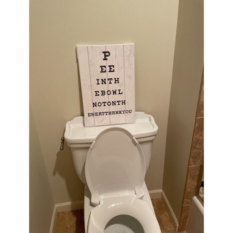 Stupell Bathroom Seeing Eye Chart Pee In the Bowl Phrase Wood Wall Art ...
