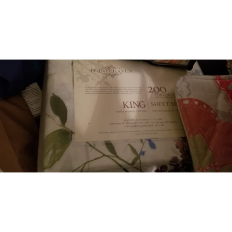 Pointehaven Primavera 200 TC Printed Cotton Percale Bed Sheet Set - On ...