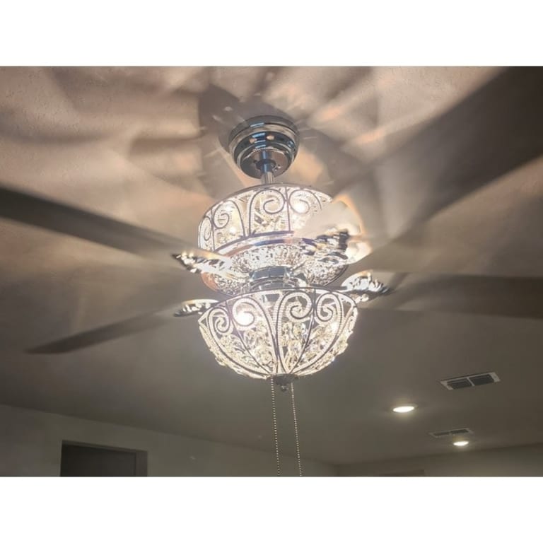 Hegasal Chrome Dual Lamp Crystal Lighted Chandelier - 52-inches ...