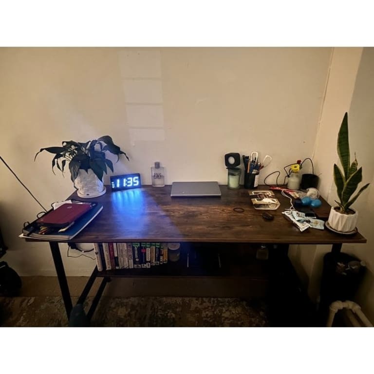 Office Desks Computer Desk Rustic Wood Tone Table Plain Simple Lap Desk ...