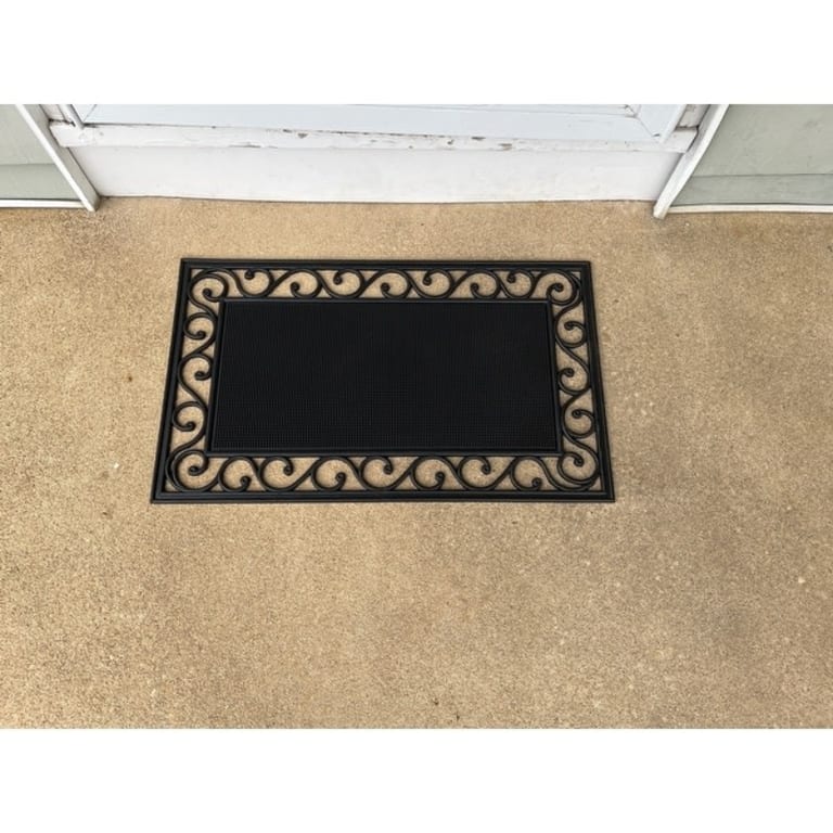 RugSmith Black Moulded Rubber Trellis Edge Doormat, 18" x 30" - 18" x ...