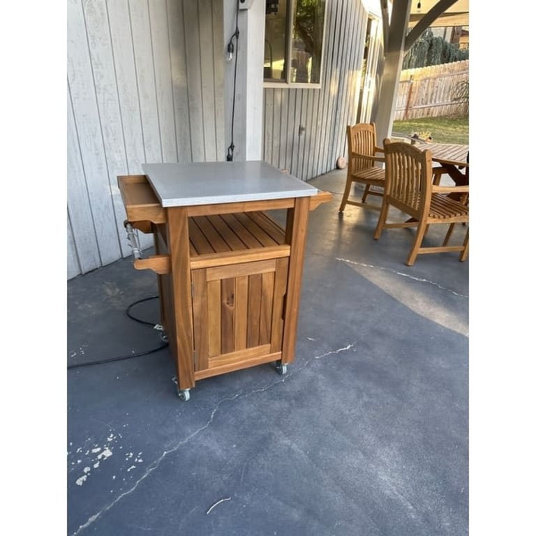 Maho Golden Teak Outdoor Compact Barbeque Cart - On Sale - Bed Bath ...