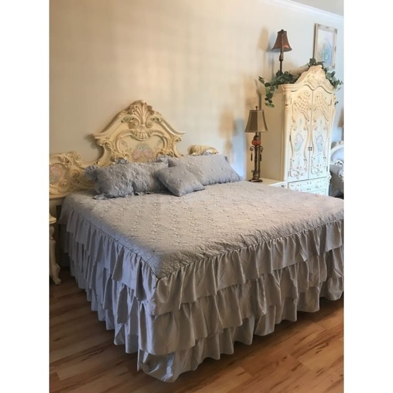 Serent Matte Satin Ruffle Bedspread Set - On Sale - Bed Bath & Beyond ...