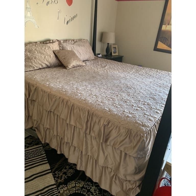 Serent Matte Satin Ruffle Bedspread Set - On Sale - Bed Bath & Beyond ...