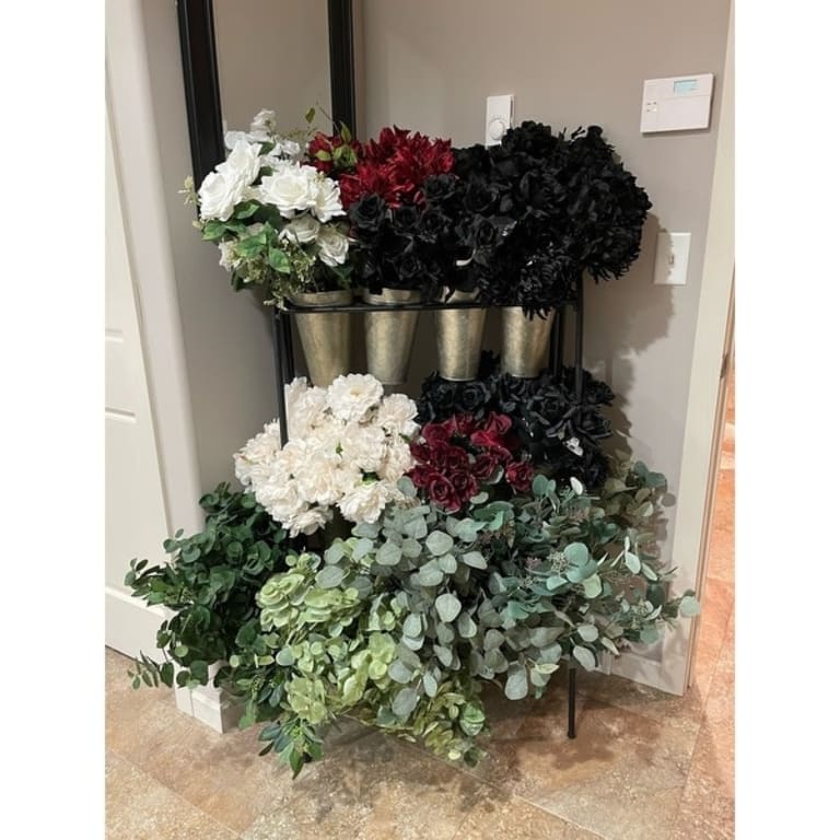 Sullivans Bucket Floral Display 49"H & 9"H Silver - 27.5"L x 13.75"W x ...