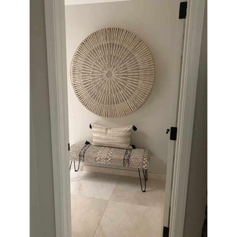 Sevita Gray and White Floral Indoor Bench 16"W x 47"L x 18"H - 3'11" x ...