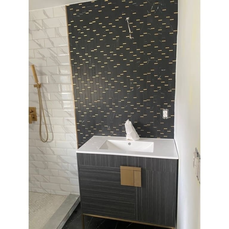 Alma Bulanka 36 inch Bathroom Vanity with Golden Brass Hardware - Bed ...