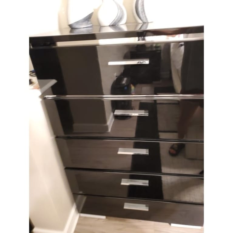 Lofa Contemporary High Gloss Black 5-Drawer Chest by Furniture of ...