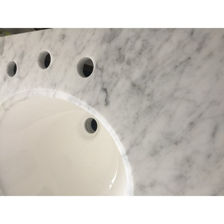 Silkroad Exclusive 68-inch Carrara White Marble Stone Top Bathroom ...