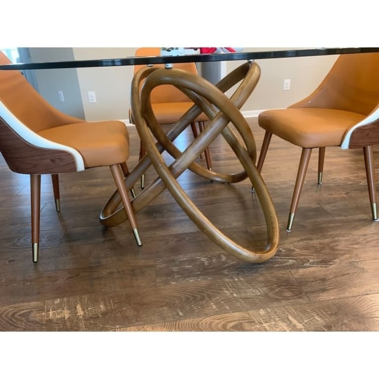 Modrest Mason Modern Round Glass & Walnut Dining Table - On Sale - Bed ...