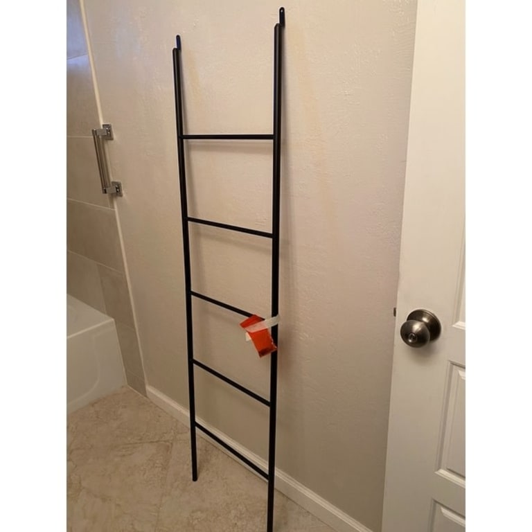 Bath Towel Ladder Storage Organization Rack Black - Bed Bath & Beyond ...