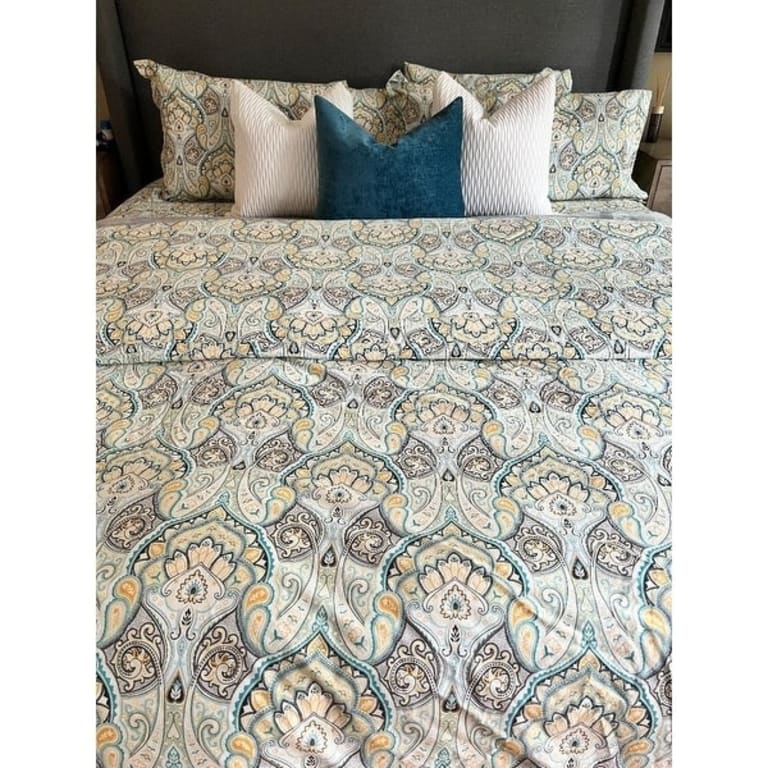 Pointehaven 200 TC Cotton Paisley Printed Percale Bed Sheet Set - On ...