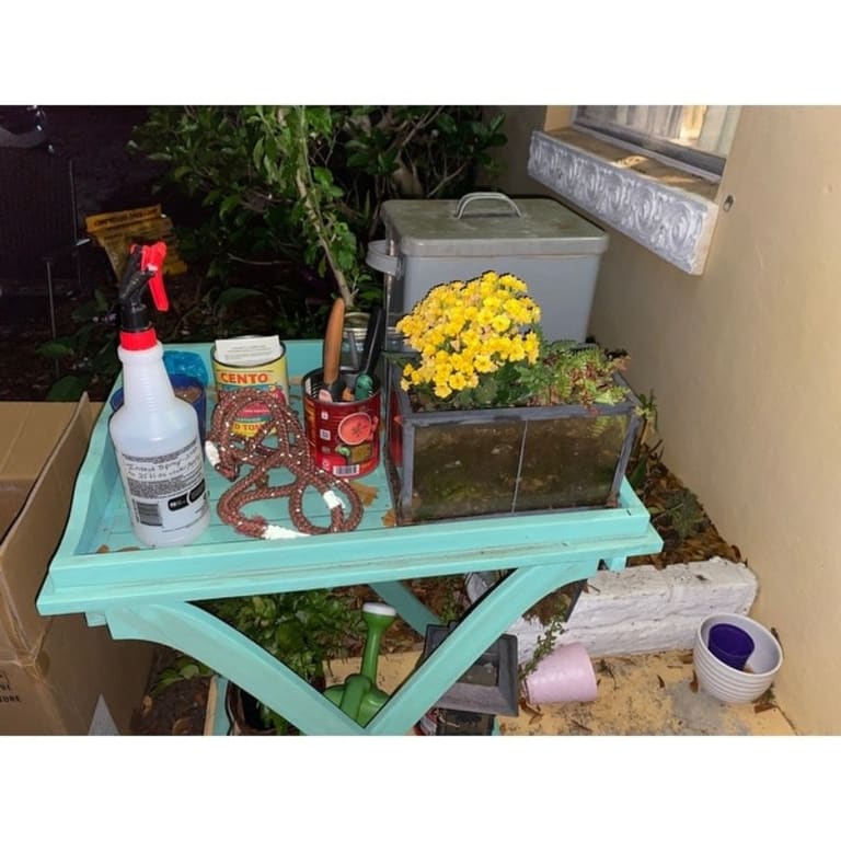 SAFAVIEH Outdoor Living Covina Beach House Blue Tray Table - 18.9"x27.2 ...