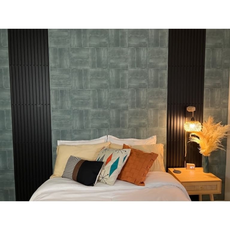 Advantage Jasper Teal Block Texture Wallpaper - On Sale - Bed Bath ...