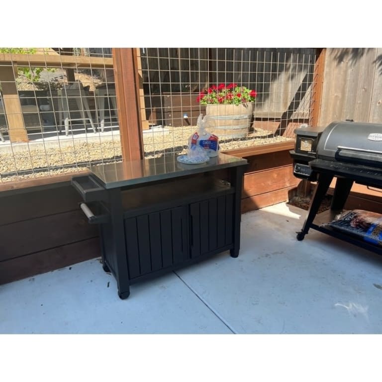 Keter Unity XL Indoor Outdoor Serving Cart Prep Station with Storage ...