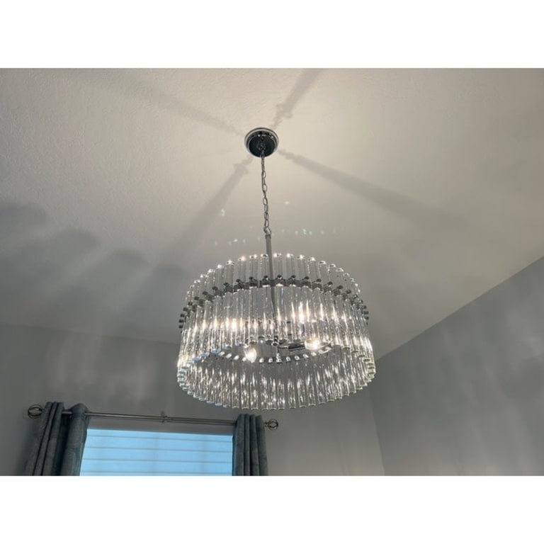Casandra Chrome Crystal 5-light Pendant Chandelier - On Sale - Bed Bath ...