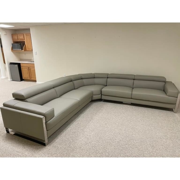 Modern Aria Full Top Grain Leather Sectional W/ Sand Beige Color - Bed ...