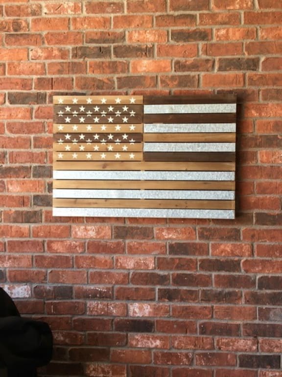 Wood & Galvanized Metal Wall Flag, 36x24