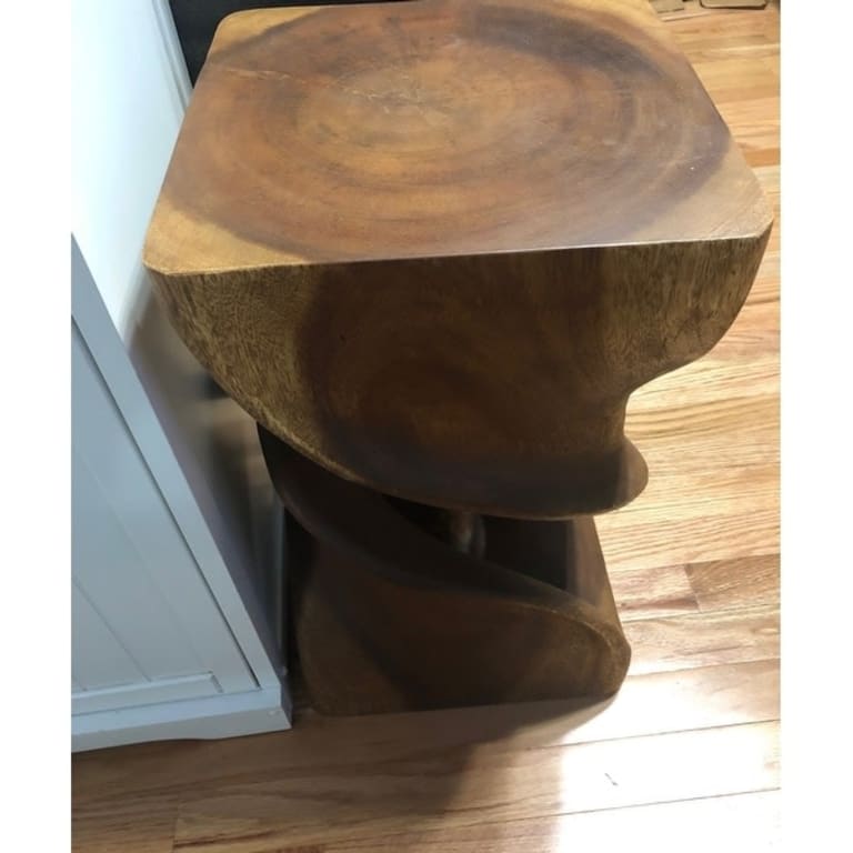 Haussmann® Wood Double Twist Stool Table 12 in SQ x 20 in H Walnut Oil ...