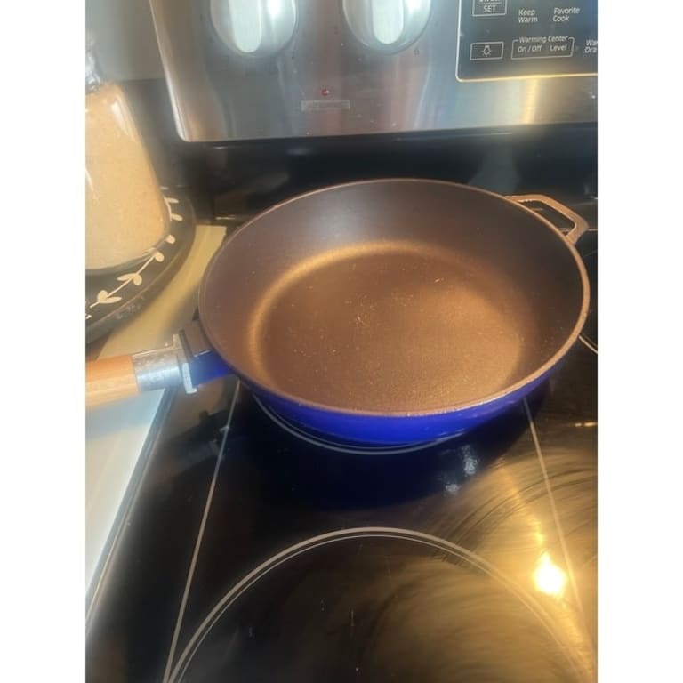 BIOL Non-Stick Pre Seasoned Cast Iron Skillet in Blue - Bed Bath ...