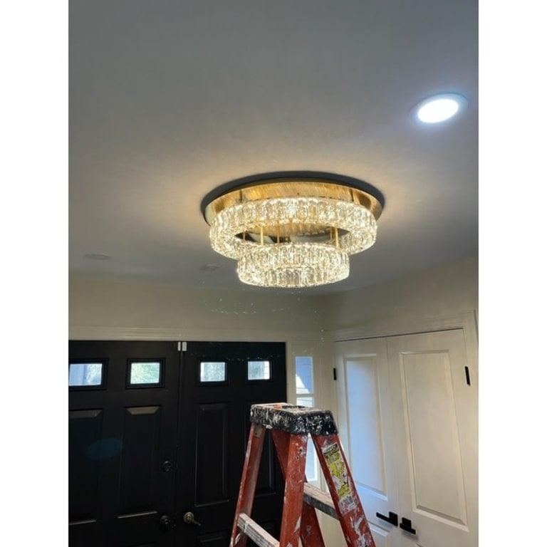 Madelyn LED light gold Flush Mount Clear Royal Cut Crystal - 25.6"W X 9 ...