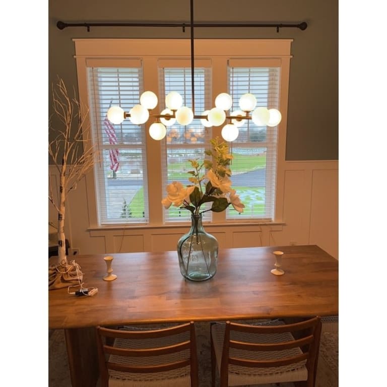 The Broadway Linear Frosted Glass Globe Rectangular Chandelier - Bed ...