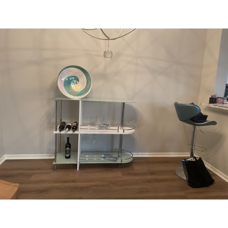 Pilaster Design White Wood & Chrome Metal Axel Pub Bistro Bar Table ...