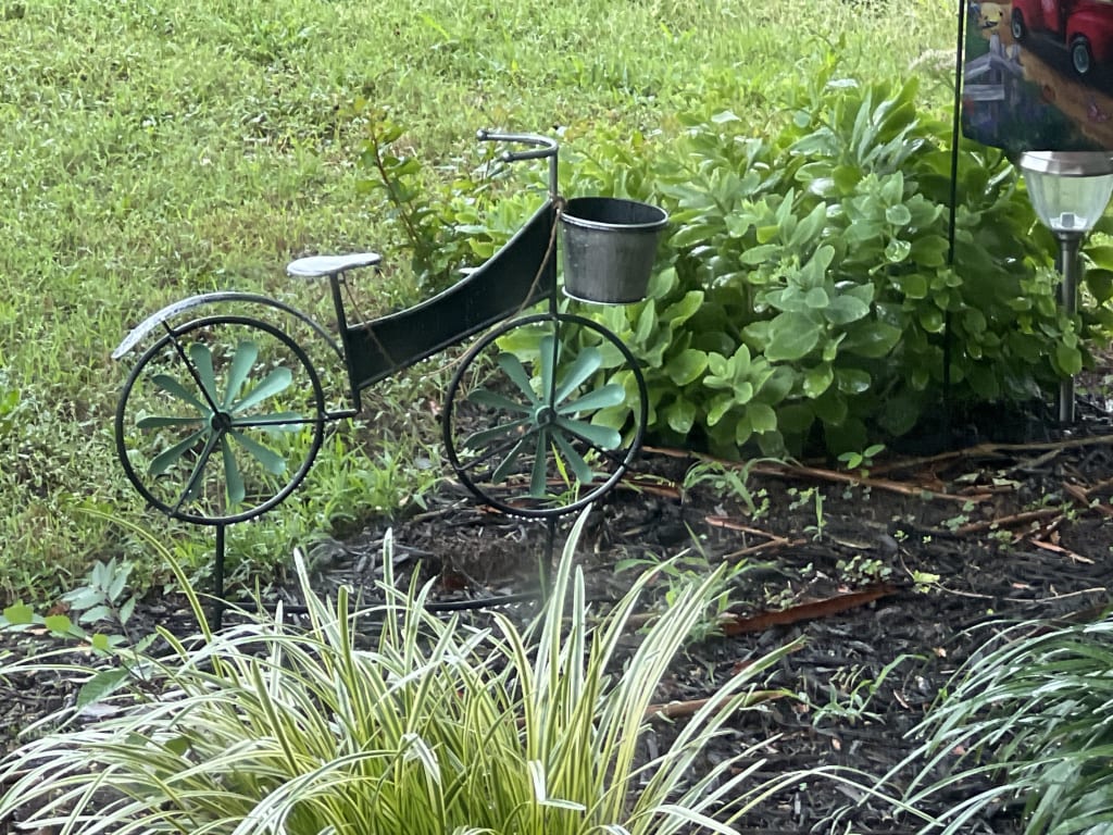 Green Metal Bicycle Yard Stake, 28" | At Home