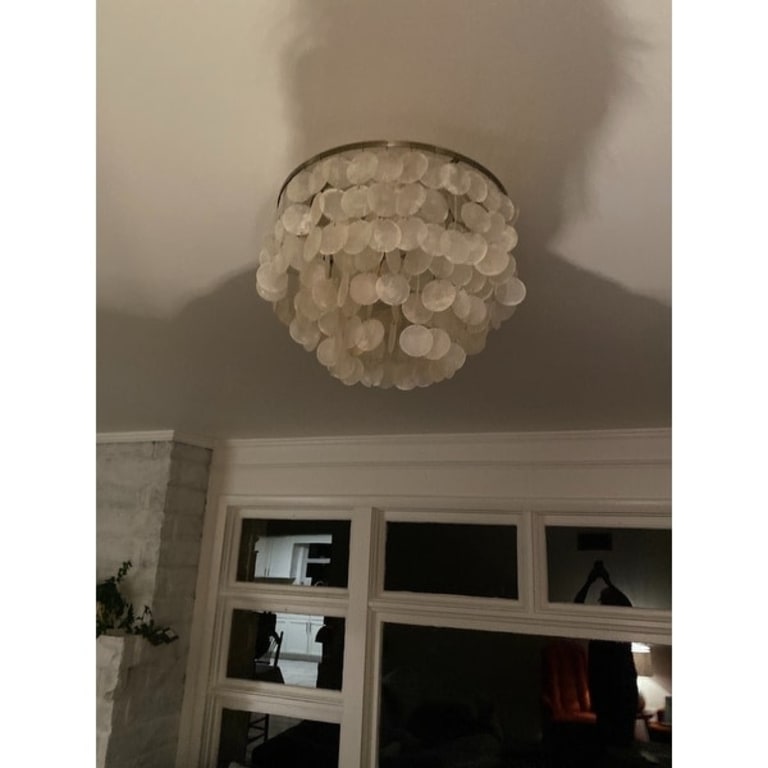 3-Light Tiered Antique Bronze Capiz Flush Mount Light with Shell ...